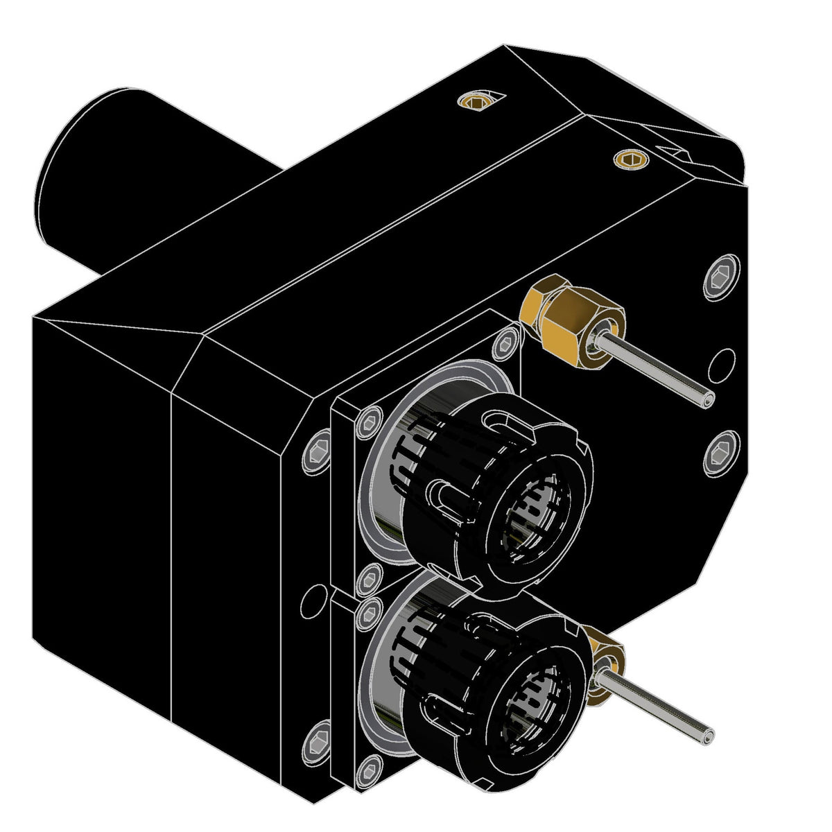 MAZAK MP7 2 SPINDLE OFFSET STRAIGHT LIVE TOOL: ER25 OUTPUT: EXT COOLAN ...